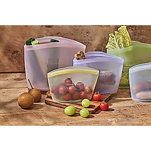 SiliPot Silicone Zipper Bag - Patented 3-Layered Zipper & 100% Platinum Silicone | Standing & Reusable Food Storage Container | Premium Kitchen Utensils (LIME 3P)