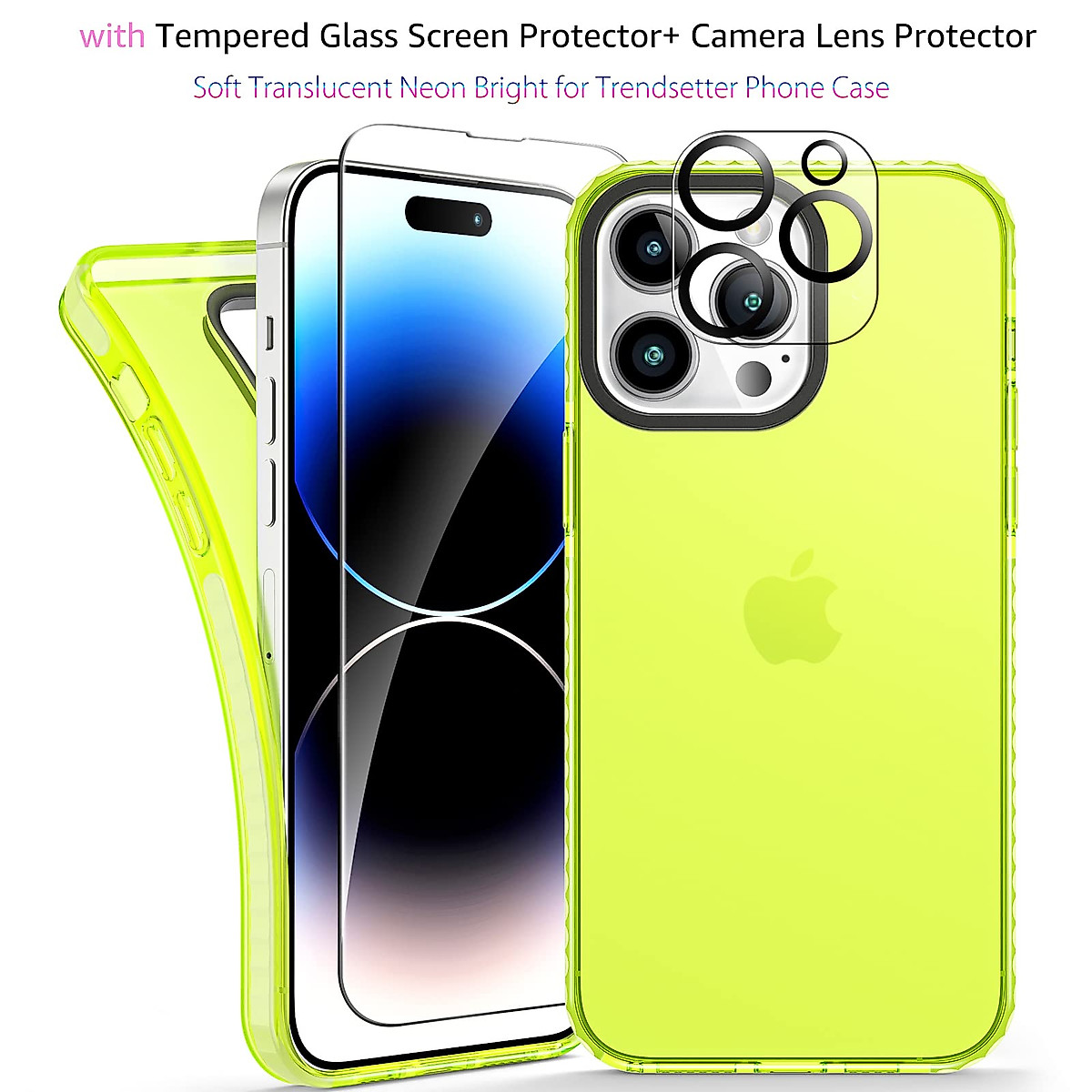 Neon Clear Case for iPhone 14 Pro Max, Cute Retro Vibrant Design Phone Cases Women 80s Accessories,Camera Protector Cover Soft Silicone Shockproof Protective MAX 6.7inch