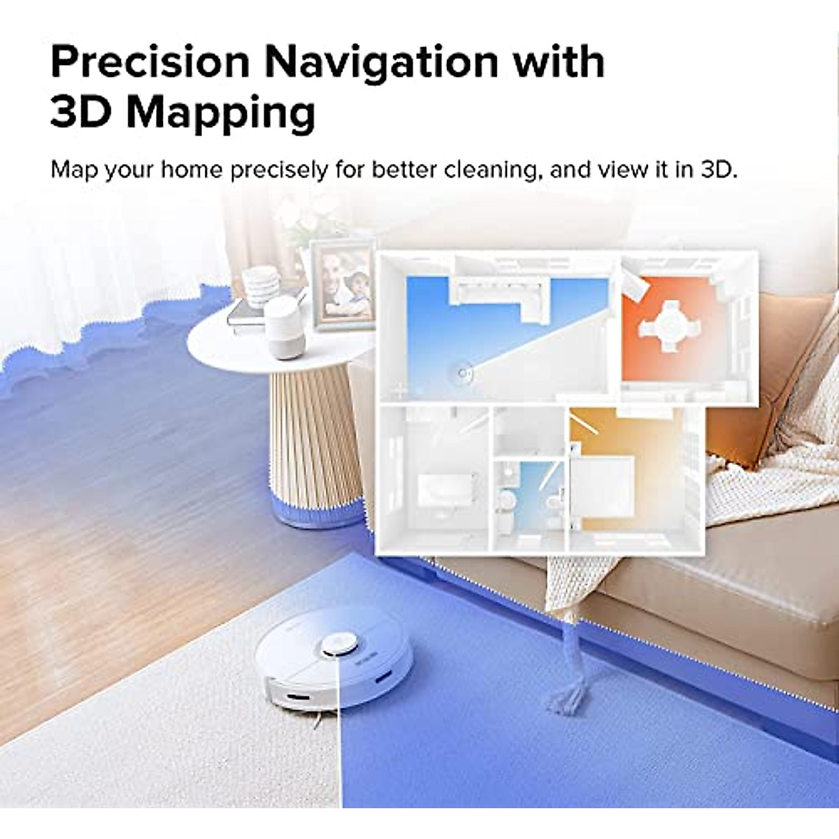 roborock Q7 Max Robot Vacuum and Mop Cleaner, 4200Pa Strong Suction, Lidar Navigation, Multi-Level Mapping, No-Go&No-Mop Zones, 180mins Runtime, Works with Alexa, Perfect for Pet Hair(White)