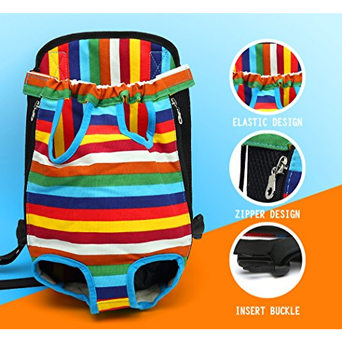 XIAOYU Pet Carrier Backpack, Adjustable, Hands-Free, Legs Out and Breathable Pet Dog Cat Front Carrier Backpack for Walking, Hiking, Biking Travel, Outdoor and Motorcycle, Multicolor, S