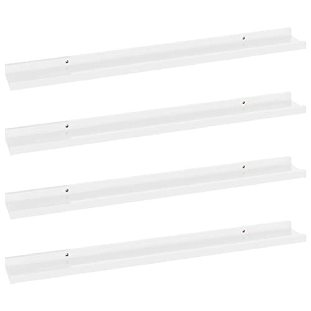 SunshineFace Long Floating Shelves Set of 4, High Gloss Wall Mounted Picture Ledge Floating Shelf, Wall Shelves for Bedroom, Living Room, Office, Nursery, Kitchen Storage(White, 31.5"x3.5"x1.2")