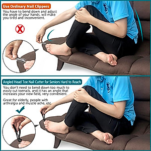 SG Nekoo Toe Nail Clippers for Thick Nails for Seniors, Angled Head Ultra Sharp Wide Jaw Opening Fingernail Clipper, Nail Trimmer with Catcher for Men Women