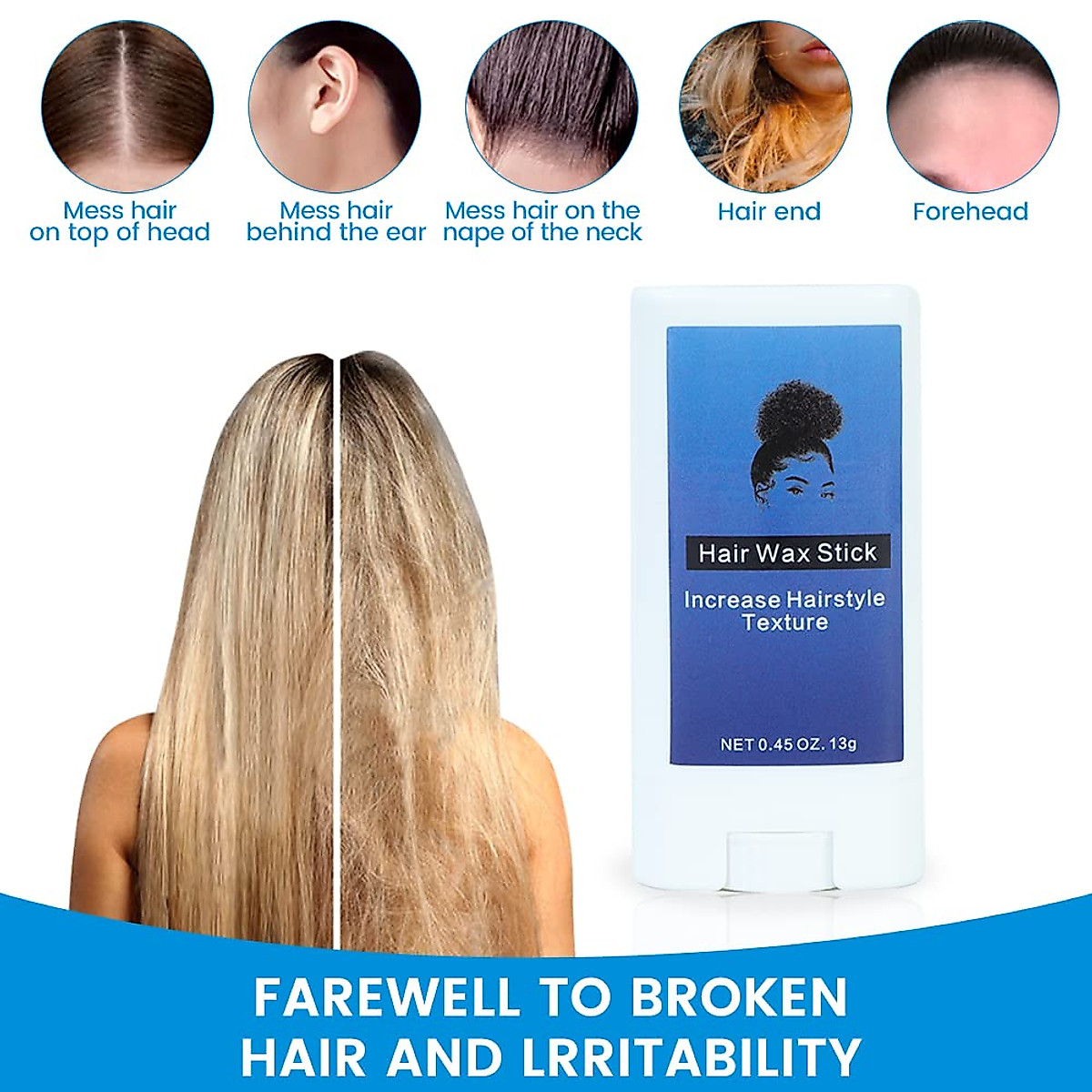 Lace Wig Glue Set 1.3oz Hair Glue, Waterproof Lace Glue and Hair Wax Stick Combo Pack, Wig Glue Remover, Elastic Band, Hair Dual Brush and False Eyelashes