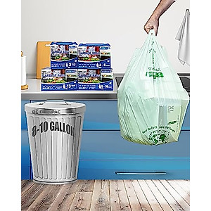 BEIDOU-PAC 8-10 Gallon Compostable Trash Bags, 40 Count, Compost Bags Kitchen Trash Bags with Handle, Sturdy Biodegradable Garbage Bags Food Scrap Waste Bags, ASTM D6400, US BPI Certified