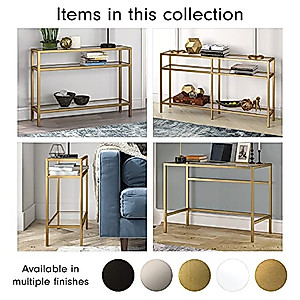 Henn&Hart 42" Wide Rectangular Writing Desk in Brass, Laptop Desk, Computer Desk, Home Office