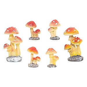 6 Pcs Mini Mushroom Miniature Figurines Resin Figurines Fairy Garden Miniature Moss Landscape DIY Terrarium Crafts Ornament Accessories for Home Décor