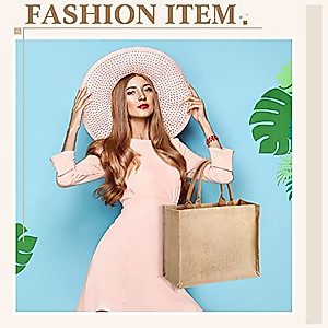 12 Pack Burlap Tote Bag Large Jute Tote Bags with Handles Blank Burlap Reusable Grocery Bags Water Resistant for Bridesmaid Gift Travel Shopping DIY Crafts Bags,jute Black, 15.4x12.2x5.9 Inches