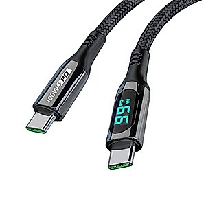 chipofy USB C Cable, LED Power Display E-Marker PD 100W 5A Fast Charging 6.6ft 480Mbps Data Transmission Type C Cable for MacBook Pro, Samsung Galaxy, iPad and More (6.6)