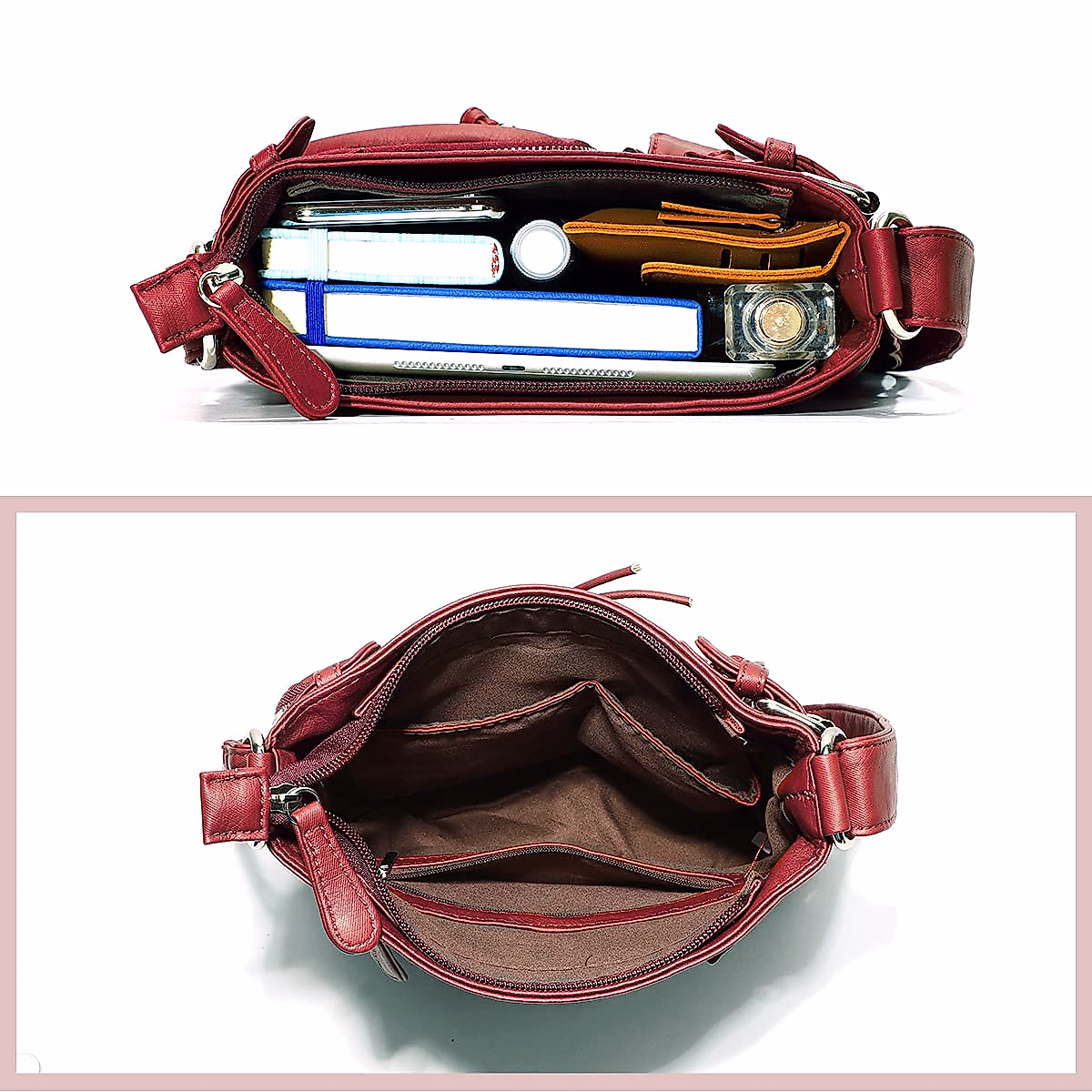 Angel Kiss, Soft Leather Crossbody Purse and Handbags Wallet Cute Small Crossover Bags with Pockets for Girl or Women Red, Medium