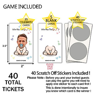 ukebobo Baby Shower Games – Celebrity Baby Shower Games,Scratch Off Card Game for Door Prizes, Lottery, Ice Breaker – Decorations for Baby Shower – 40 Cards