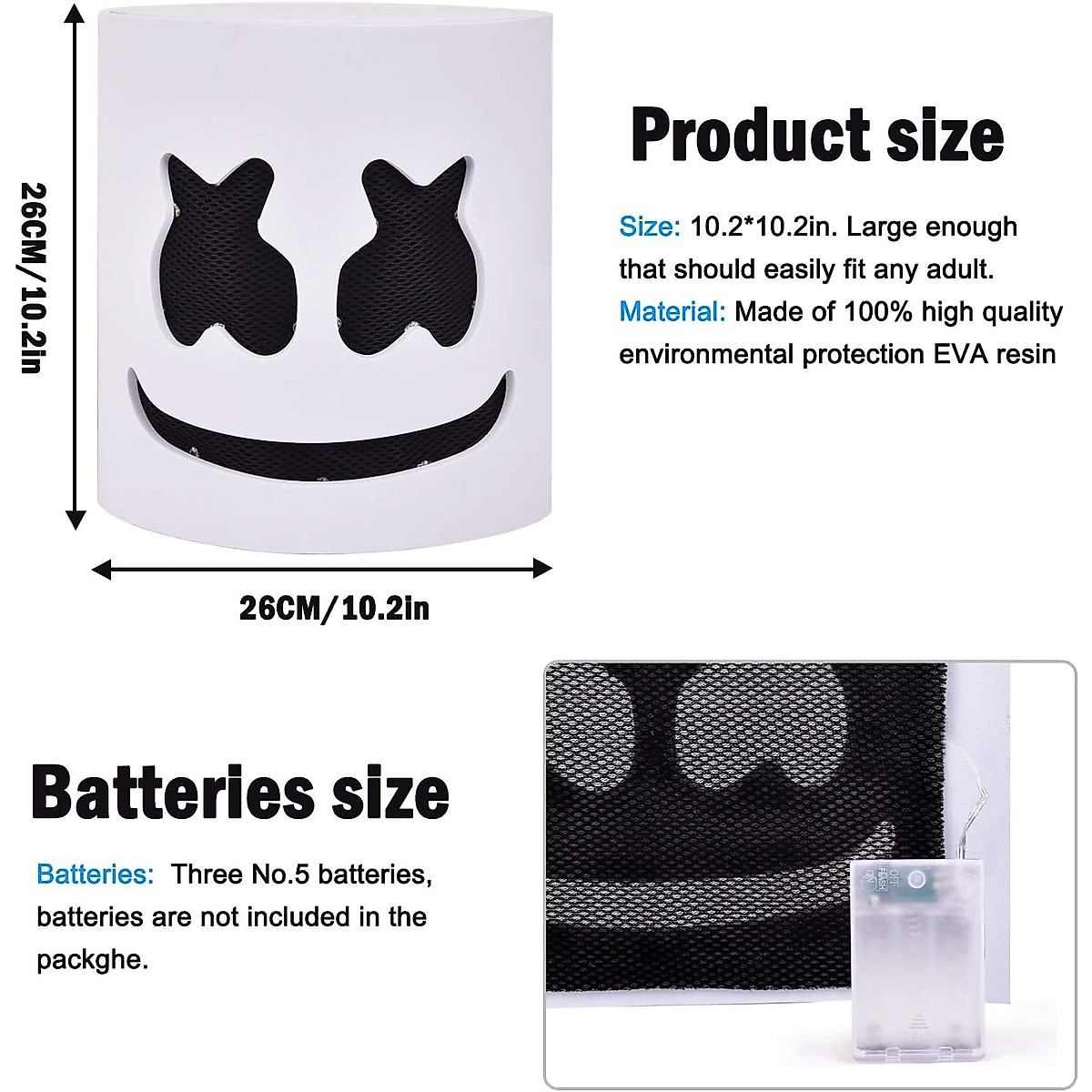 Rercarre Halloween LED DJ Mask - Music Festival Halloween Party Costumes Cosplay Light Up Mask Helmet Toys for Men Women Kids' Party Cos Supplies