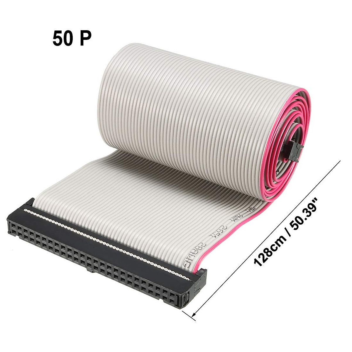 uxcell IDC Gray Wire Flat Ribbon Cable 50 Pins 128cm Length 2.54mm Pitch Type-C