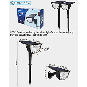 COCOMOX Solar Spot Lights Outdoor, 700 Lumens Blue Solar Powered Garden Lights Outdoor IP67 Waterproof Landscape Lighting Super Bright 2-in-1 3 Modes Spotlight for Yard Driveway Flag 2 Pack