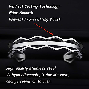 Zuo Bao Grooved Hair Tie Bracelet Stainless Steel Hollow Groove Cuff Bracelets Rubber Band Holder Bangle for Women (Silver)