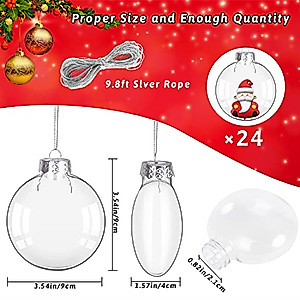 KIMOBER 24PCS Plastic Discs Ornaments,3.15 Inch Clear Flat Sphere Fillable Hanging Ornament Ball for DIY Craft Xmas Tree Decoration