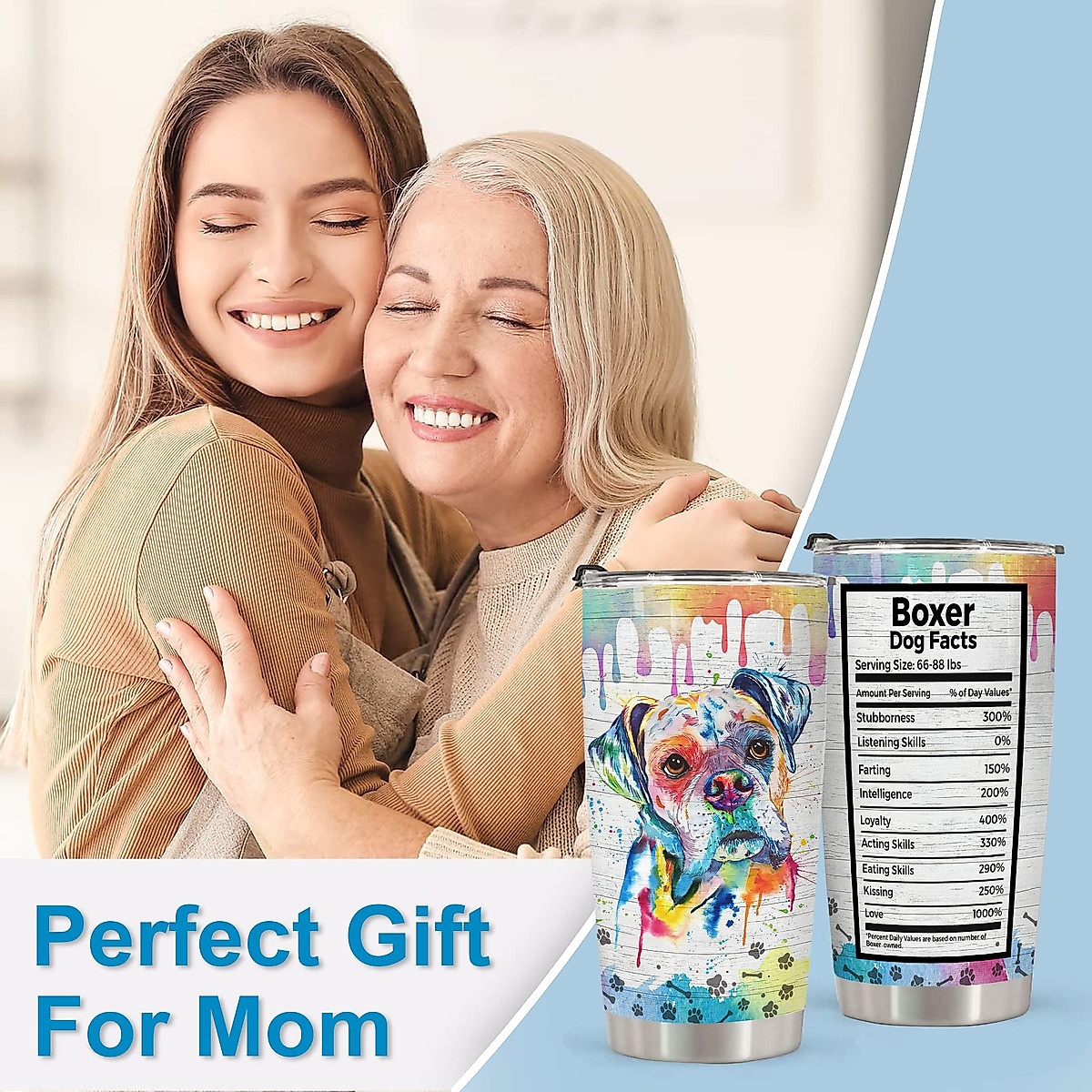 Limima Gifts for Boxer Lovers, Boxer Gifts for Owners, Birthday - Anniversary - Valentine Gift Ideas for Dog Lovers Dog Mom Dog Dad, Boxer Funny Facts Tumbler Cup Mug Water Bottle 20 Oz