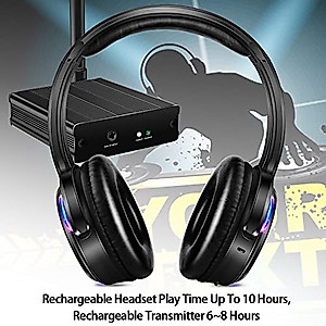 AYVVPII Rechargeable Wireless Silent Disco Headphones RF LED Flashing Light Headset 10pcs Headphones Bundle and 1 Transmitter 500m Distance
