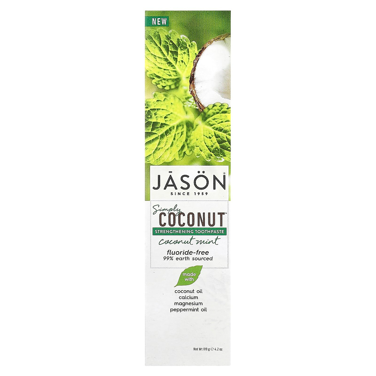 Jason Natural Simply Coconut, Strengthening Toothpaste, Coconut Mint, 4.2 oz (119 g)