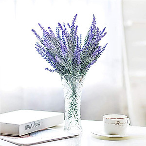 KLEMOO 24 Pieces Artificial Lavender Flowers for Wedding Decor and Table Centerpieces, Lifelike Fake Plant Bouquet to Brighten up Your Home Kitchen Garden and Indoor Outdoor Decor (Purple)