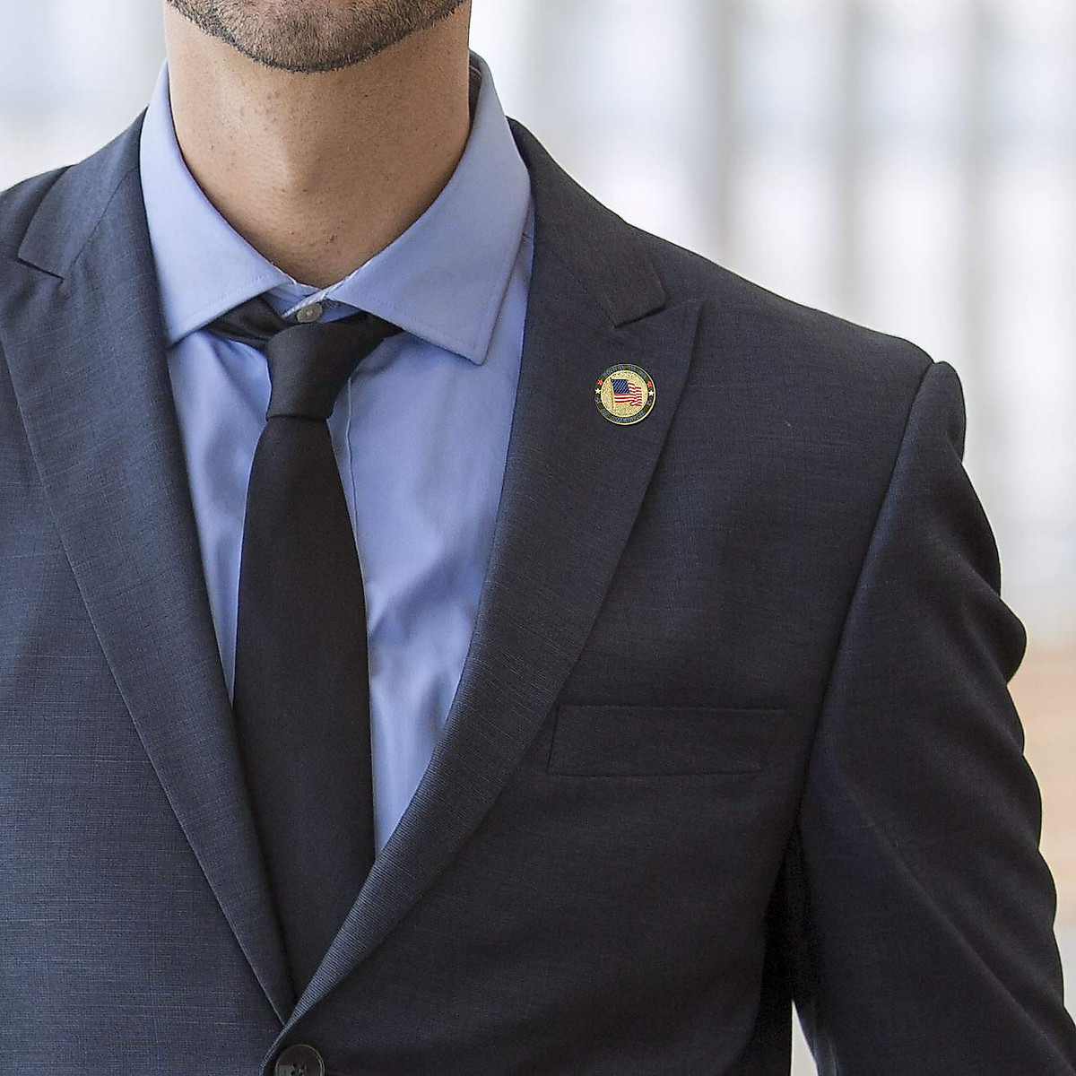 10 Pack Round American Flag Pin- Pround to Be An American Pin, Gold US Flag Lapel Pin for Memorial Day, Flag Day, Independence Day, Veterans Day