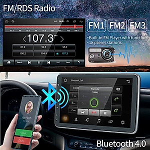 podofo Android Single Din Car Stereo 10 Inch HD Capacitive Vertical Rotatable Touch Screen In Dash GPS Head Unit with Bluetooth and Backup Camera,Car Audio Receivers Support Wifi Subwoofer Mirror Link