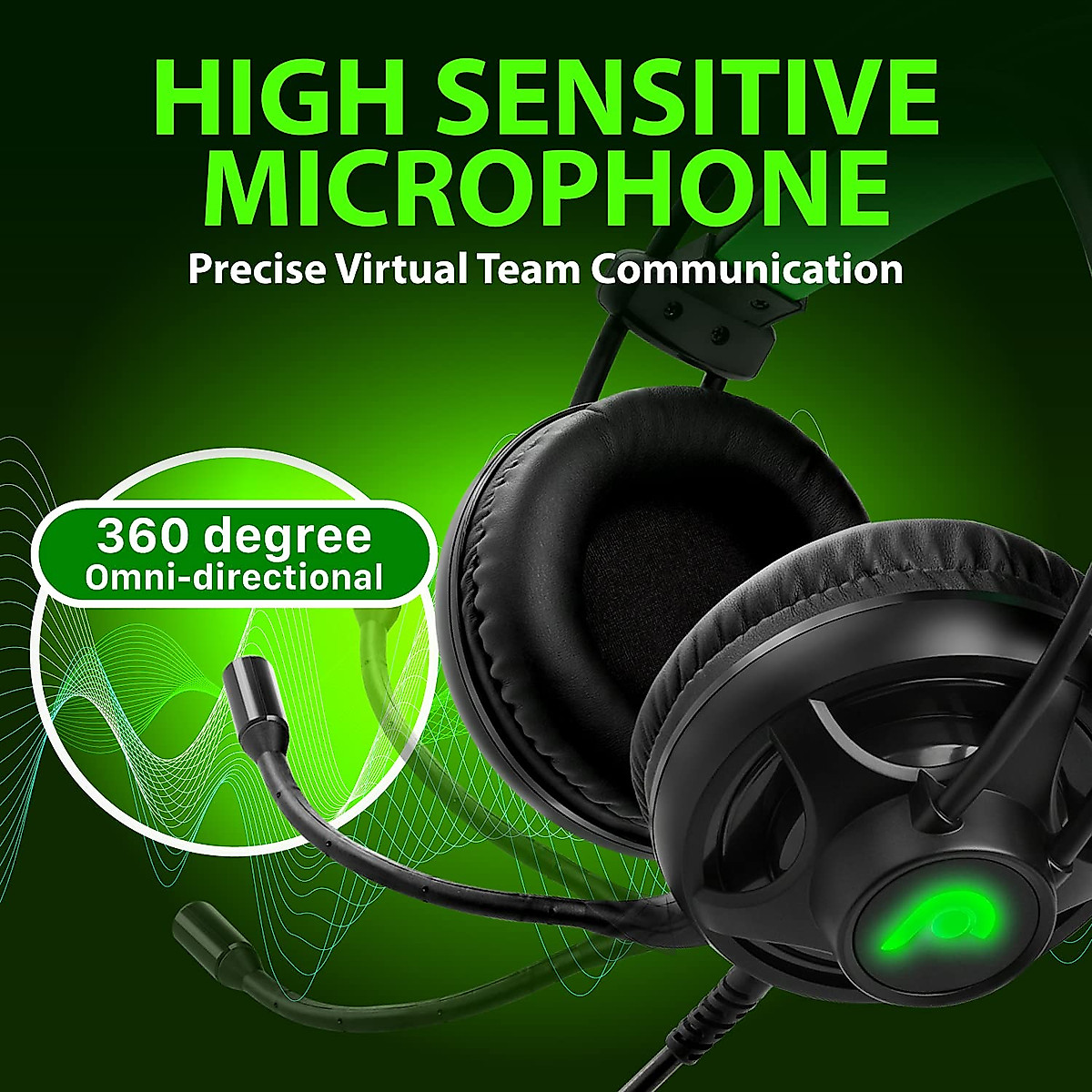 Fosmon Gaming Headset with Microphone & Volume Control, 3D Surround Strong Bass Over Ear Headphone with Ergonomic Headband Compatible with Xbox PS4 PS5 Nintendo Switch PC Laptop Desktop Mac