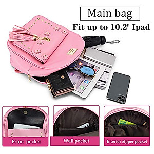 VOLGANIK ROCK Girls Cute Tassel Mini Backpack Purse kawaii Leather Small Daypack for Teens Gift Ideas School Bag