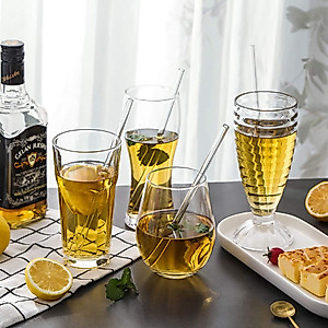 G Reusable Glass Straws Clear - 8.5 inches x 8 mm Straight Drinking Straws Healthy Eco-Friendly BPA Free 4 Pack with 2 Cleaning Stainless Steel Brushes