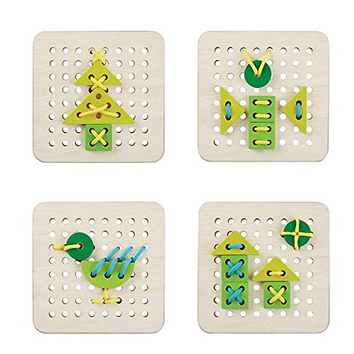 Amazon Basics Fine Motor Creative Lacing Board, 4-Pack