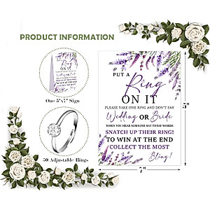 Lavender Purple Don't say Bride or Wedding Game, Put a Ring on It Bridal Shower Game with 50 Fake Rings, Bridal Shower Decorations, Wedding Shower or Bachelorette Party Supplies - 13