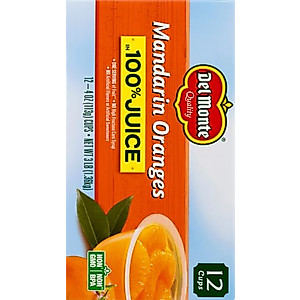 Del Monte Mandarin Orange in 100% Juice Snack Cups, 4-Ounce Cups (Pack of 12)