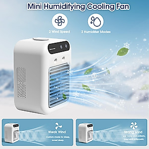Portable Air Conditioners, 25W Rechargeable Mini Portable AC Unit 2 Cool Air Spray, Personal Cooling Fan with 2 Speeds, Small Room Air Conditioners for Bedroom, Office, Outdoor