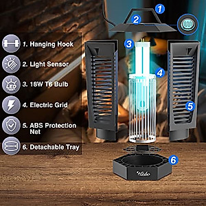 Bug Zapper Outdoor,18W Mosquito Zapper,Fly Traps Zapper,Mosquito Killer Outdoor Indoor,Plug in with 4200V High Powered,IP4 Waterproof, Power Saving, with Light Sensor for Patio Garden Home Kitchen