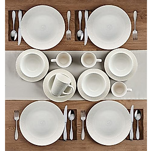 Pfaltzgraff Vera 16 Piece Dinnerware Set, Service for 4, Cream