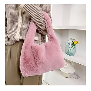 Women's Handbag Fleece Shoulder Bag Hobo Tote Bag Faux Fur Retro Casual Warm Clutch Cute Mini Purse