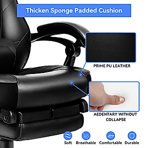 ELECWISH Gaming Chair, Reclining Computer Chair with Footrest and Lumbar Support, High Back Ergonomic Gamer Chair for Adults, Gaming Desk Chair with Headrest PU Leather