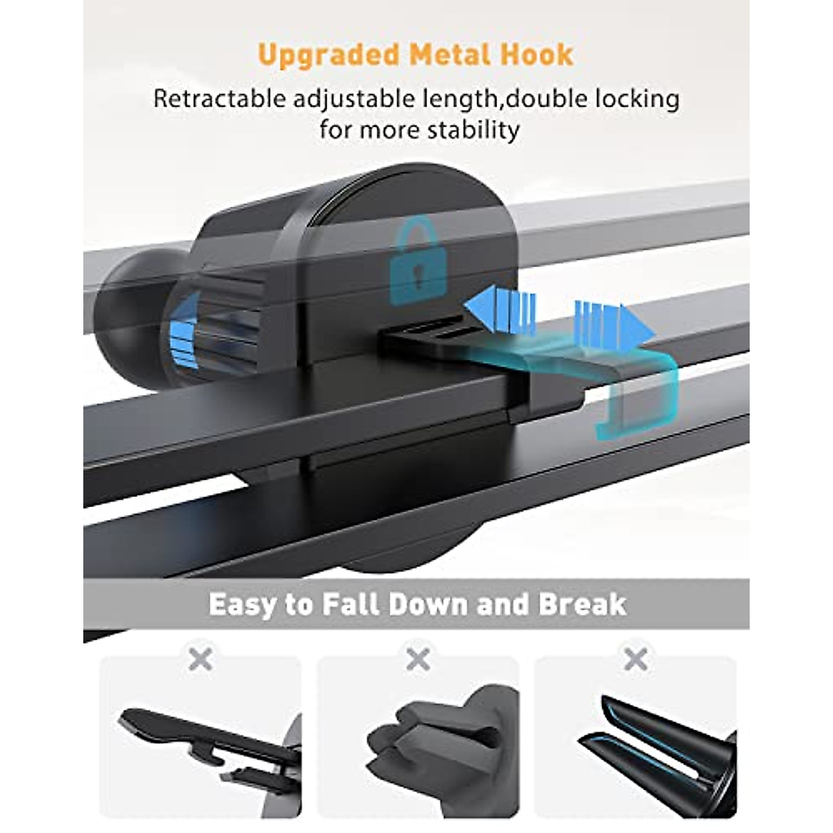 Car Phone Holder Mount, Sturdy Cell Phone Car Mount with Metal Hook Clip, Air Vent Car Mount for iPhone 14 13 12 11 8 Plus Pro Max Mini XS XR X Pixel 7 6 5 4 Samsung S23 S22 S21 S10 Ultra Smart Phones