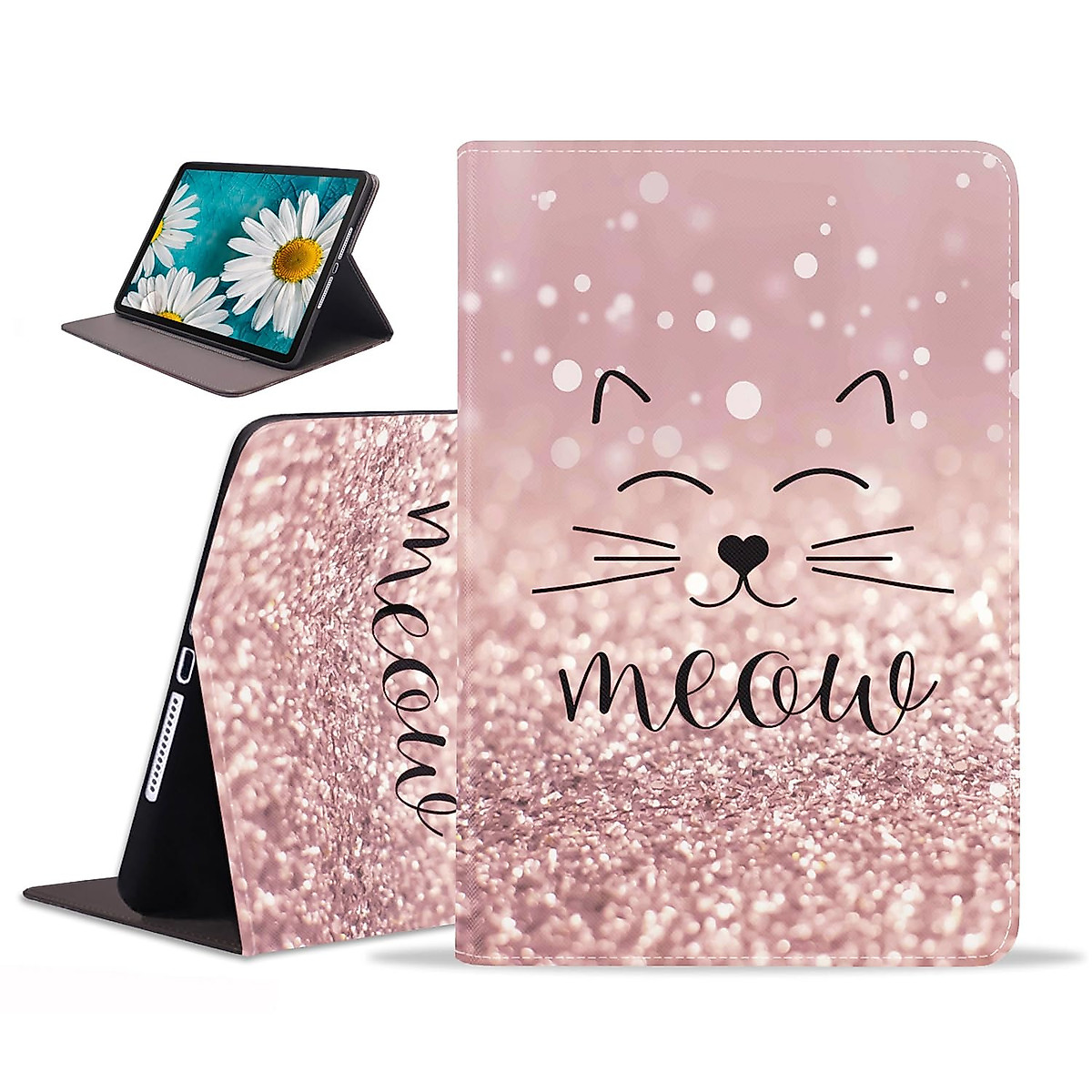 stmedazm Case for Samsung Galaxy Tab A8 10.5 Inch 2022 Tablet [SM-X200/X205/X207], Slim PU Leather Case, Adjustable Stand with Auto Wake/Sleep - Cute Cat Face Smile Meow