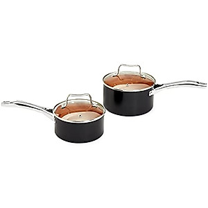 Amazon Basics Ceramic Nonstick Pots and Pans Cookware Set, 10-Piece Set- Copper Color