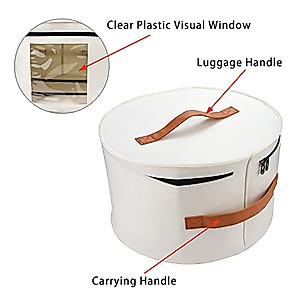 VanlonPro Large Hat Storage Box for Women & Men, 16" D x 10" H Hat Box Organizer，Foldable Round Travel Hat Boxes with Dustproof Lid, Stuffed Toy Storage Bin Bag