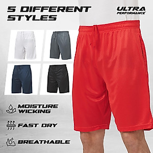 Ultra Performance 5 Pack Mens Shorts, Athletic Gym Shorts Workout Basketball Shorts for Men, 3X