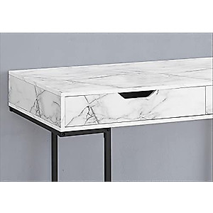 Monarch Specialties 7558 Computer Desk, Home Office, Laptop, Storage Drawers, 48" L, Work, Metal, Laminate, White Marble Look, Black, Contemporary, Modern Desk-48, 47.25" L x 23.75" W x 30" H