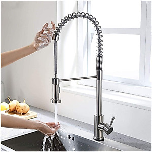 Touch Control Kitchen Faucets Brushed Nickel, High Arc Spring Style Smart Kitchen Faucet, Stainless Steel Kitchen Faucet with Pull Down Sprayer, Kitchen Mixer Tap