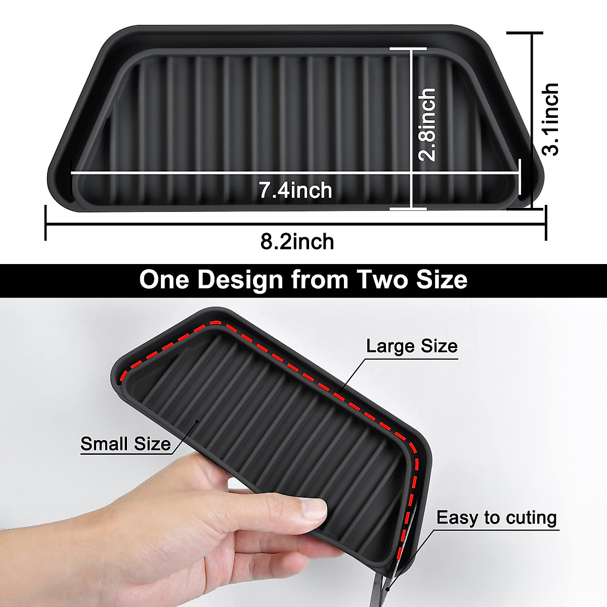 KindGa Refrigerator Drip Catcher Tray,Protector Ice and Water Dispenser Pan,Fridge Spills Water Pad Catch Basin for Drainage 2 Pack (Rectangular,Black)