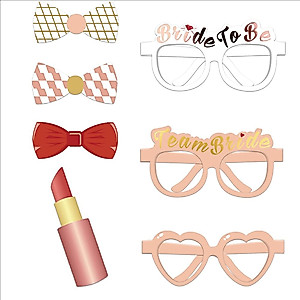 Aefavorite Bridal Shower Photo Booth Props - Rose Gold Bride to Be Photo Booth Props with Sticks for Girls Women,Wedding Engagement Party Decorations Supplies Favors