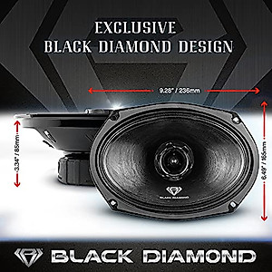 BLACK DIAMOND DIA-XT69 6 x 9 Inches Car Audio Mid-Range Loudspeaker with Built-in Bullet Tweeter 4-Ohm 550 Watts (1 Speaker)