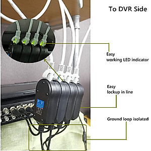 AIMHD 4 Pair Passive Video Balun with Power, Upgraded 1080P - 8MP BNC to RJ45 Long Distance Network Transceiver, Cat5e Cat6 Cable to BNC Male Adapter for CCTV Security Surveillance Camera System
