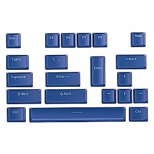 Double Shot Keycap 21-Keys Light Transmitting for General Mechanical Keyboards, Non-Slip Wear-Resistant Enlish(US) Layout (Blue)