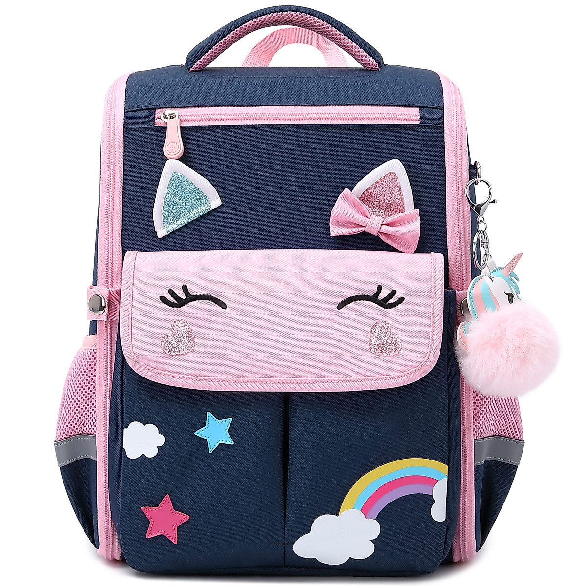 AO ALI VICTORY Unicorn Backpack for Girls with Lunch Box Set Kawaii Kids Toddler Bookbags Cute Kindergarten Preschool Elementary School Bag (Large, Pink Set-3 PCS)