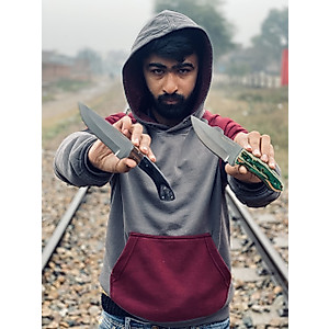 Uniqueya Artifacts Fixed Blade Outdoor Knife with Stainless Steel Blade, 4.5-Inches Handmade Full Tang bushcraft Knife Ideal For Outdoor Activities, Silver, Black, Brown, 1.5x9